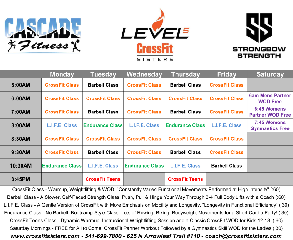 Schedule - Cascade Fitness